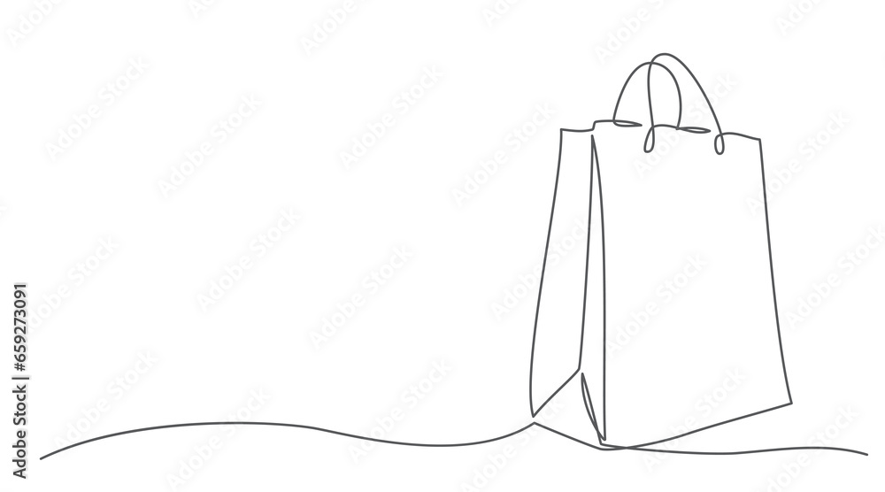 Shopping One line drawing isolated on white background Stock Vector ...