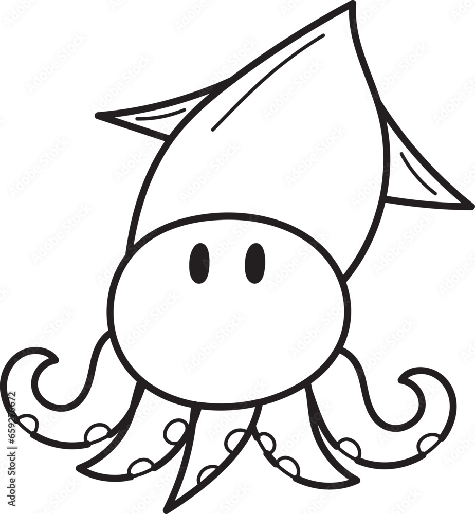 squid hand drawn outline Stock Vector | Adobe Stock