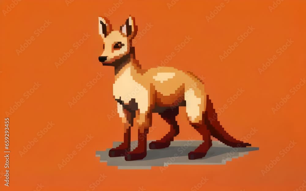 Pixel kangaroo on an orange background. Pixel art concept. Cartoon ...