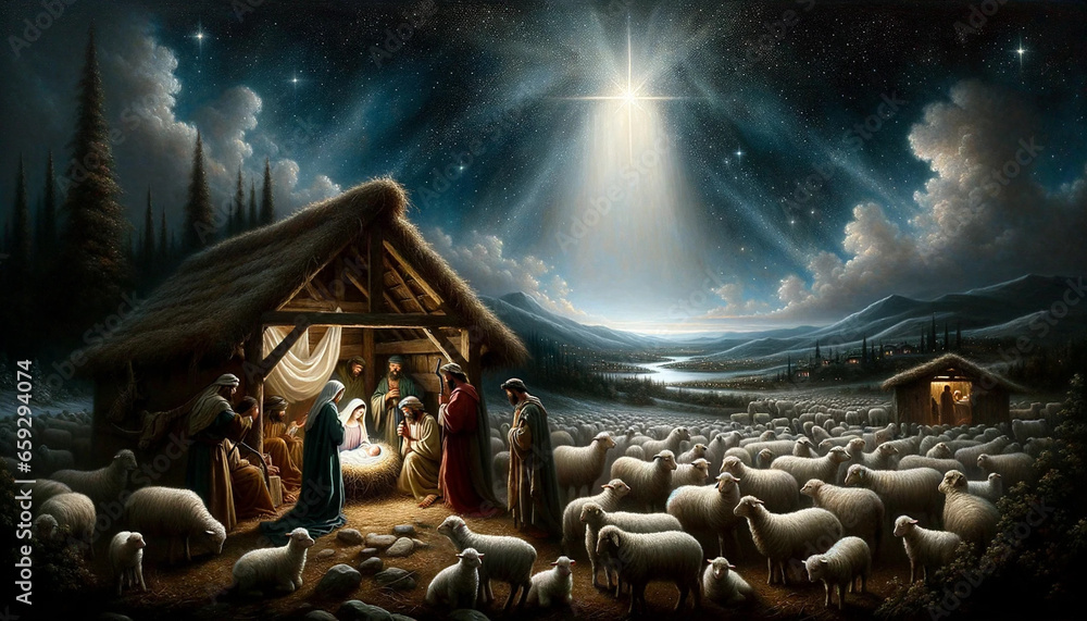 Silent Night, Holy Night: The Nativity Story Stock Illustration | Adobe ...