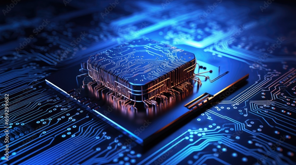 AI data mining machine learning and modern computer technologies with a brain symbolized by a ...