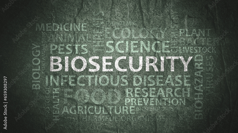 Biosecurity typography graphic work, consisting of important words and ...