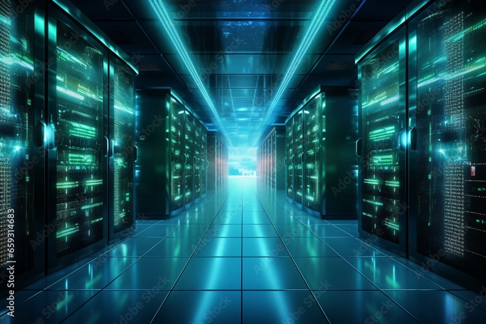 Background with advanced digital technology, featuring a server and ...