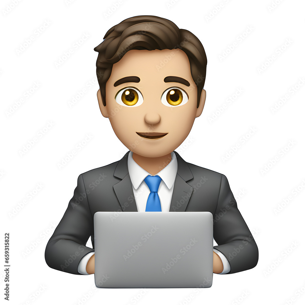 Emoji of businessman on transparent background Stock Illustration ...