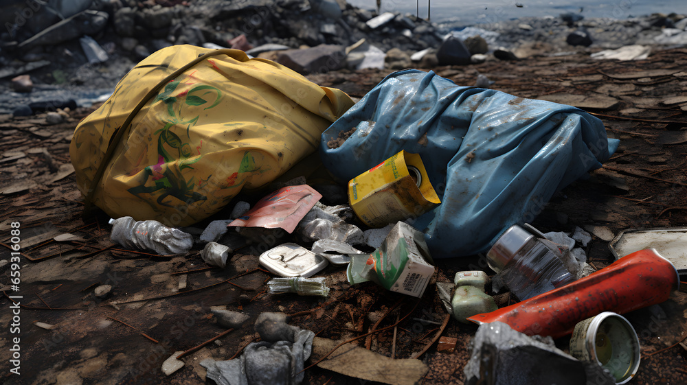 Sad view of a landfill. Environmental disaster that needs to be stopped ...