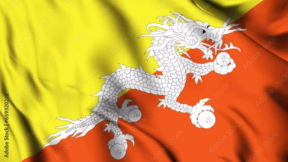 Bhutan waving flag 4K animation video. Bhutanese waving flag seamless ...