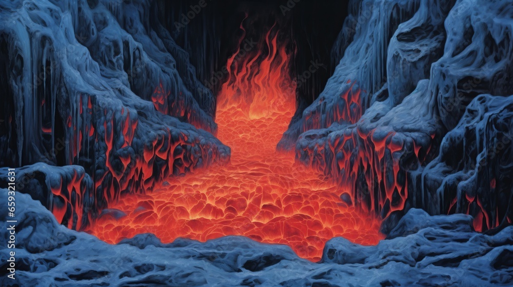 Petrified Flames: Fire captured in a solid, frozen state, representing ...