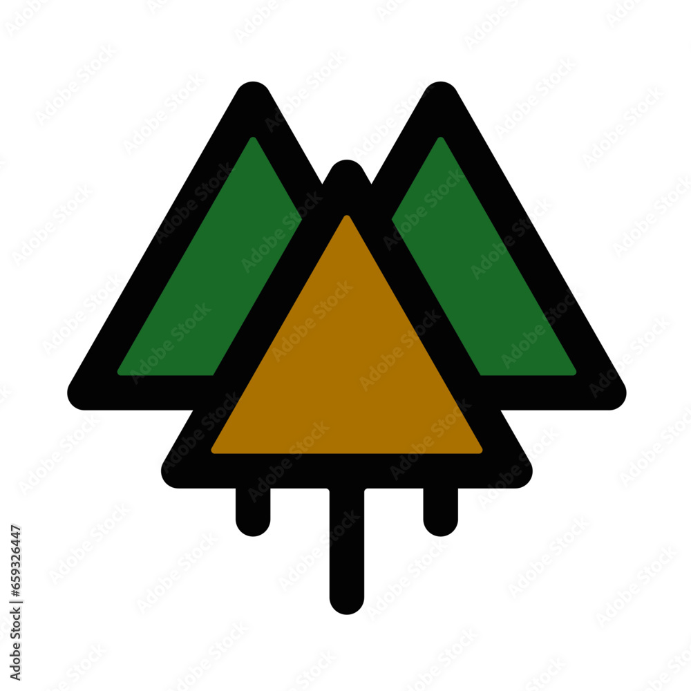 foret sapin vert couleur ovale plant pictogramme icones bouton picto ...