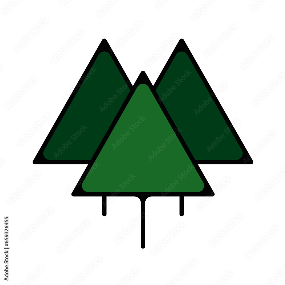 foret sapin vert couleur ovale plant pictogramme icones bouton picto ...