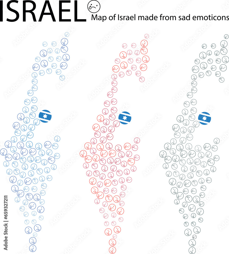 Map of Israel made from sad emoticons Stock Vector | Adobe Stock