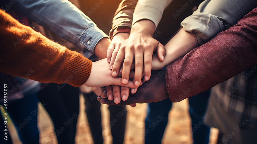 a touching image of a diverse group of friends from various racial ...