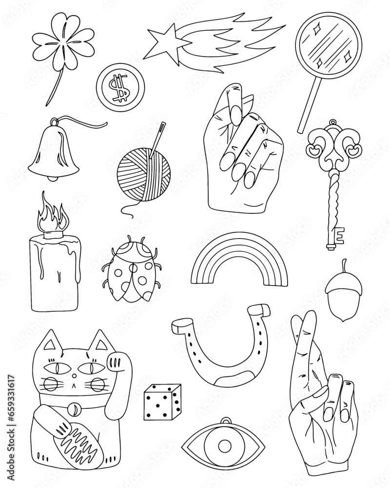 coloring page good luck symbol, fortune, success, prosperity concept ...