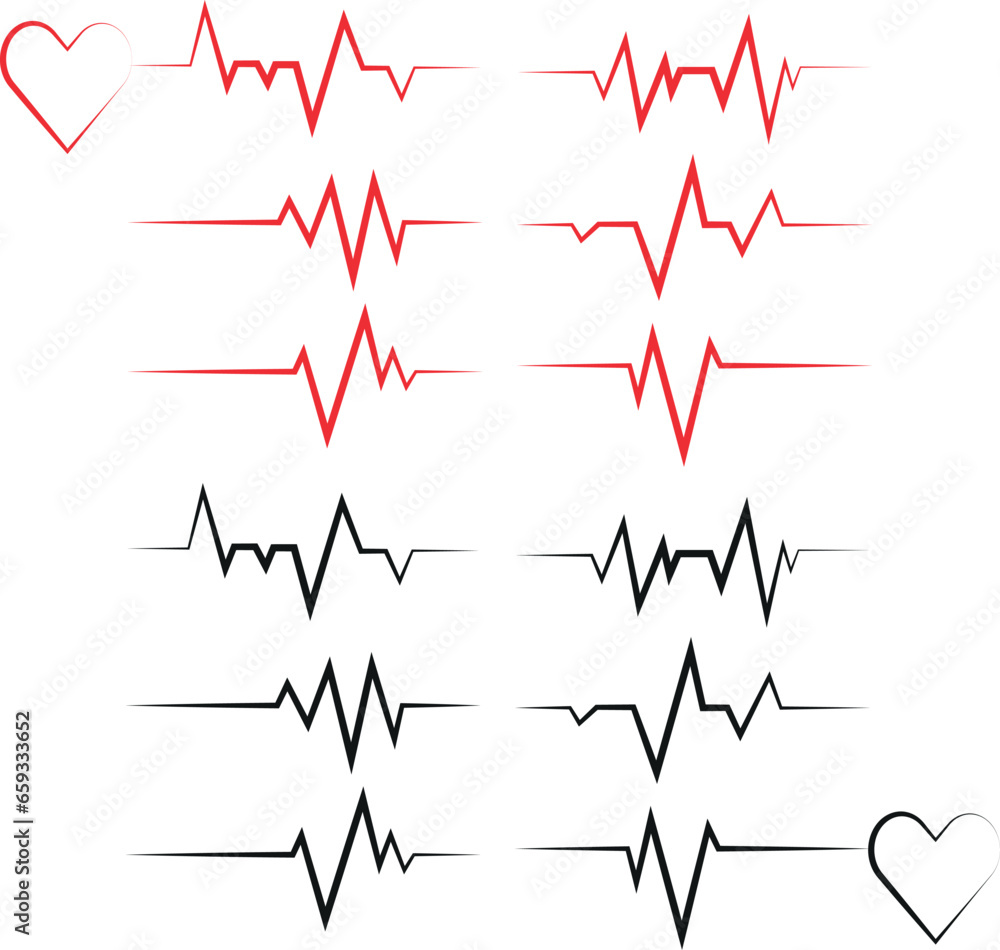 Red heartbeat line icon. on white background. Vector illustration ...
