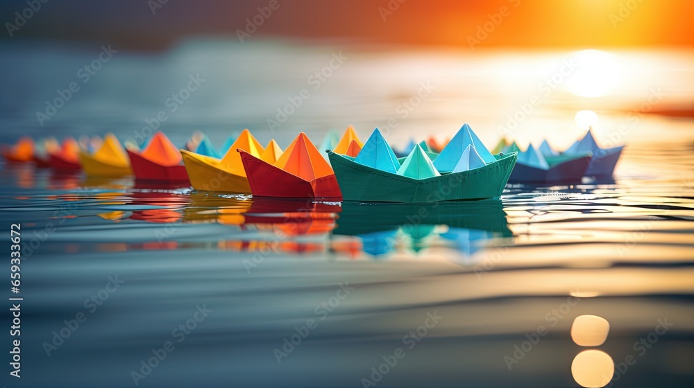 Paper boats of multi-colour following a leader boat concept for ...