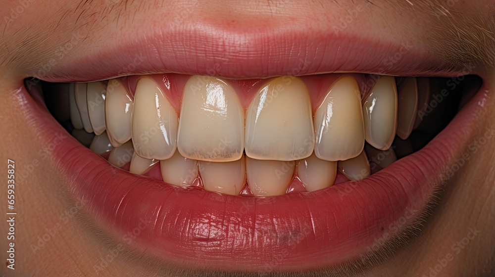 Front view of separate dental arches, lips and cheeks retracted ...