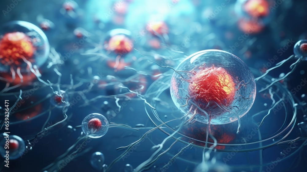 Biotechnology or biotech, genetic therapy . 3D illustration, concept of ...