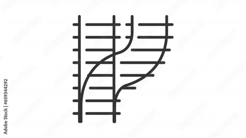 2D black simple thin line animation of railroad switch, HD video with ...