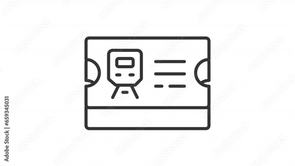 2D black simple thin line animation of train ticket, HD video with ...