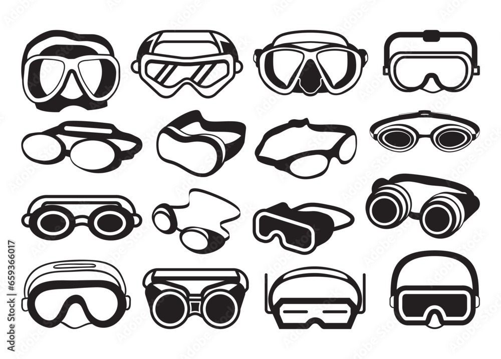 Swimming Goggles vector bundle, Swimming clipart, Swimming Goggles ...