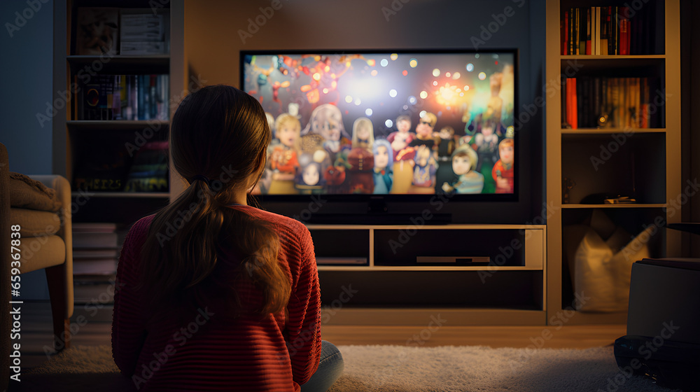 Woman Watching TV series and movies via streaming service Stock Photo ...
