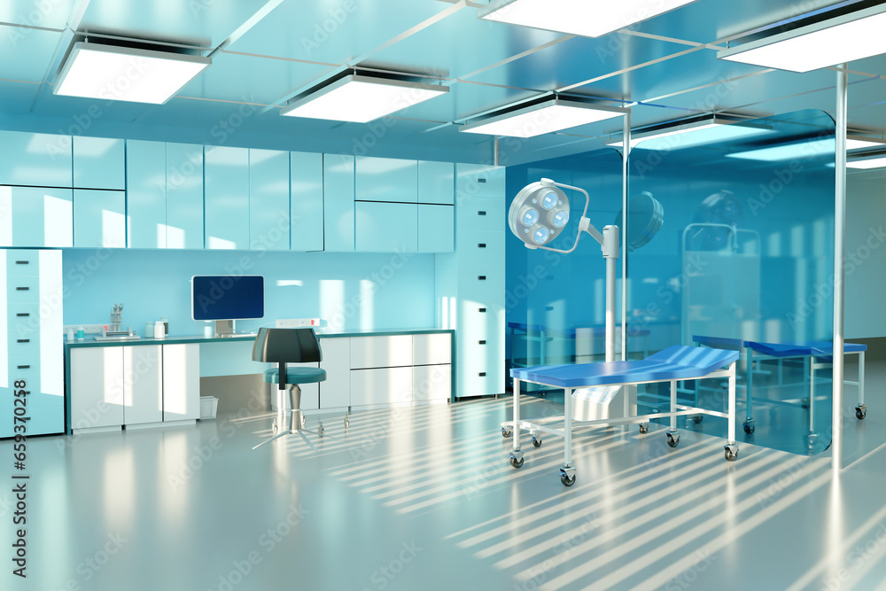 Interior of surgeon office. Medical clinic. Room with therapist ...