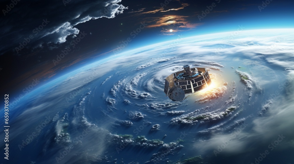 Space satellites monitoring weather from space, hurricanes, and ...