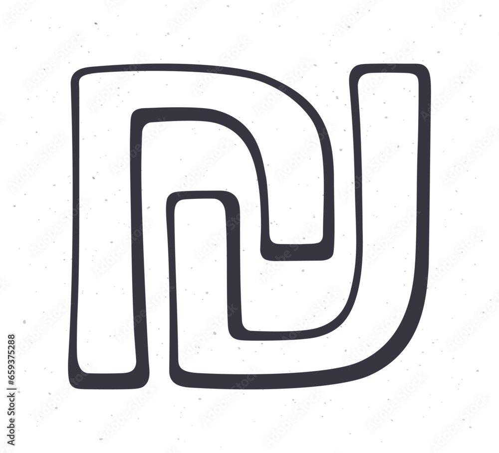 Hand drawn doodle of Israeli shekel sign. Outline vector illustration ...