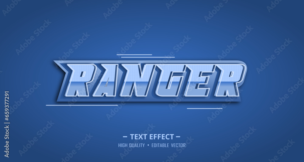 Ranger text, shiny blue textured style editable text effect. LED text ...