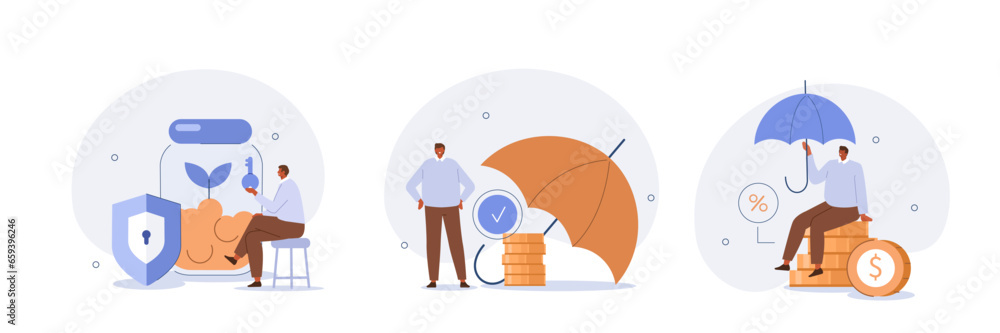 High interest rates concept illustration. Collections of characters ...