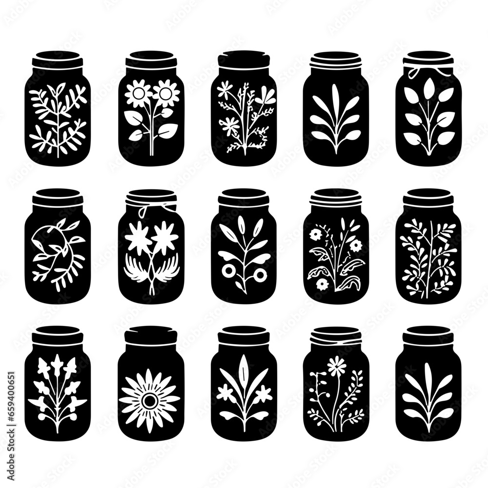 Silhouette Jar with Butterflies, Silhouette Mason Jar, Silhouette Jar ...