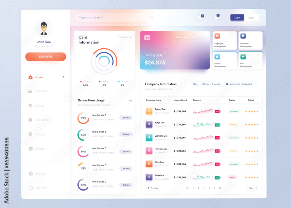 UI UX Infographic dashboard. UI design with graphs, charts and diagrams ...