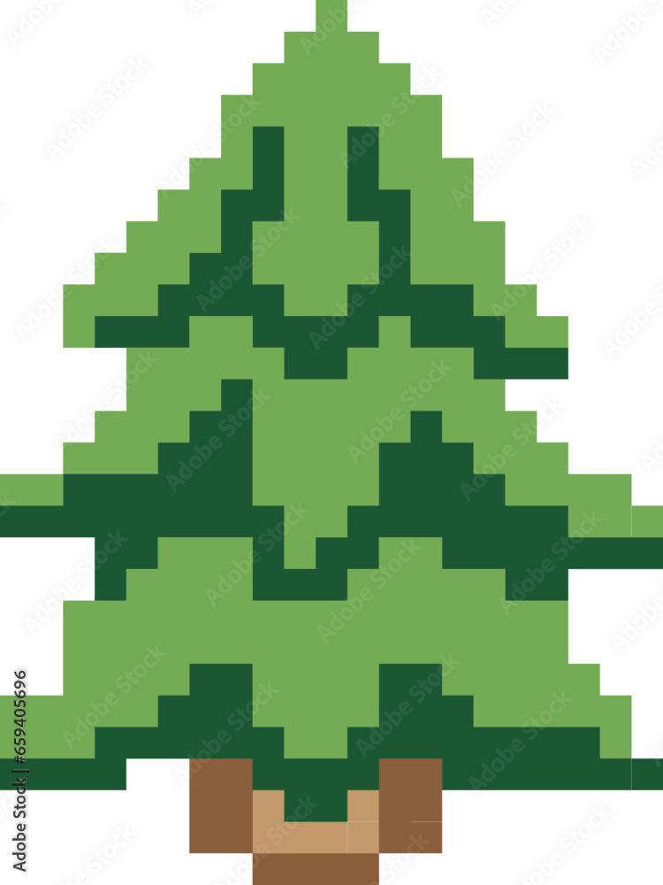 green pine tree pixel art 8 bit, Christmas Pixel Art Icons Stock Vector ...