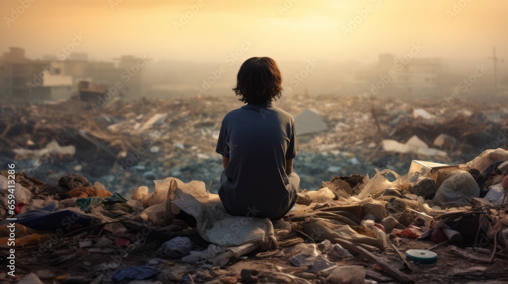 Looking at a room full of garbage after the war destroyed his city, the ...