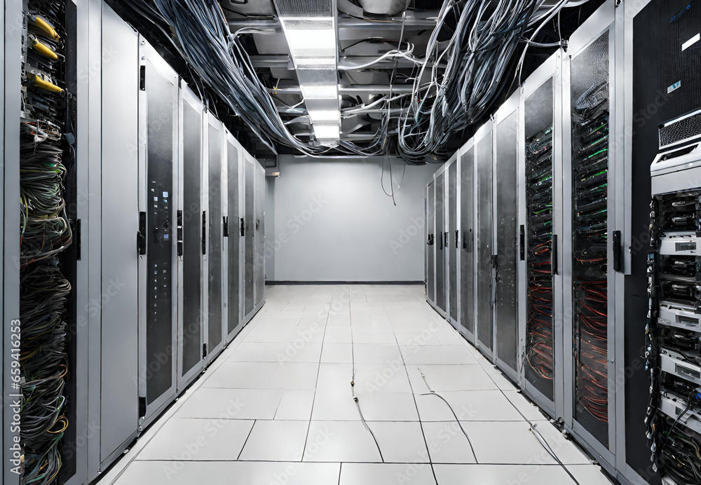 Modern Office Server Room Technology, Network Infrastructure in ...