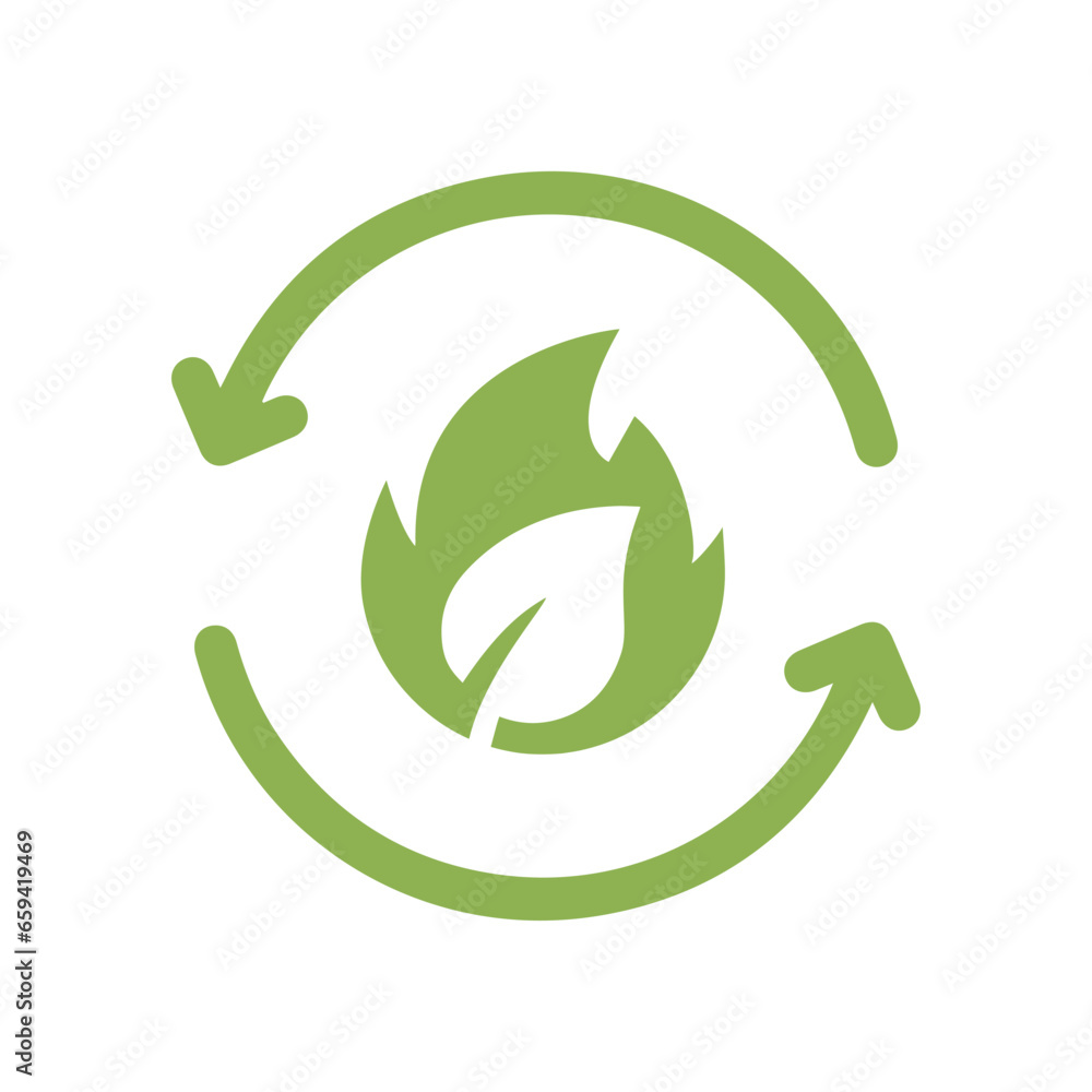 Simple icon of Biogas. Renewable energy and green environment. Stock ...