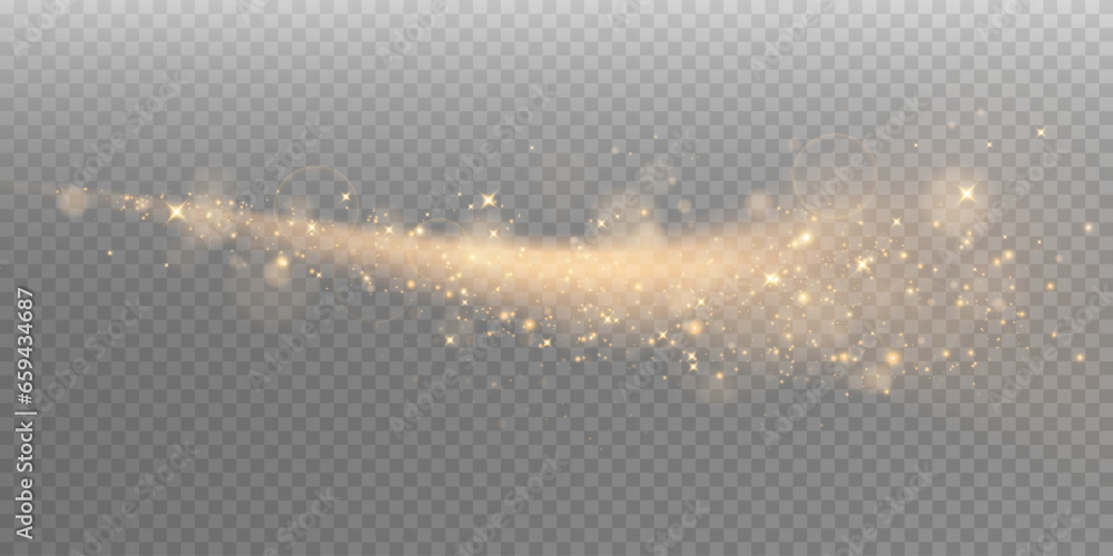 The dust sparks and golden stars shine with special light. Vector ...