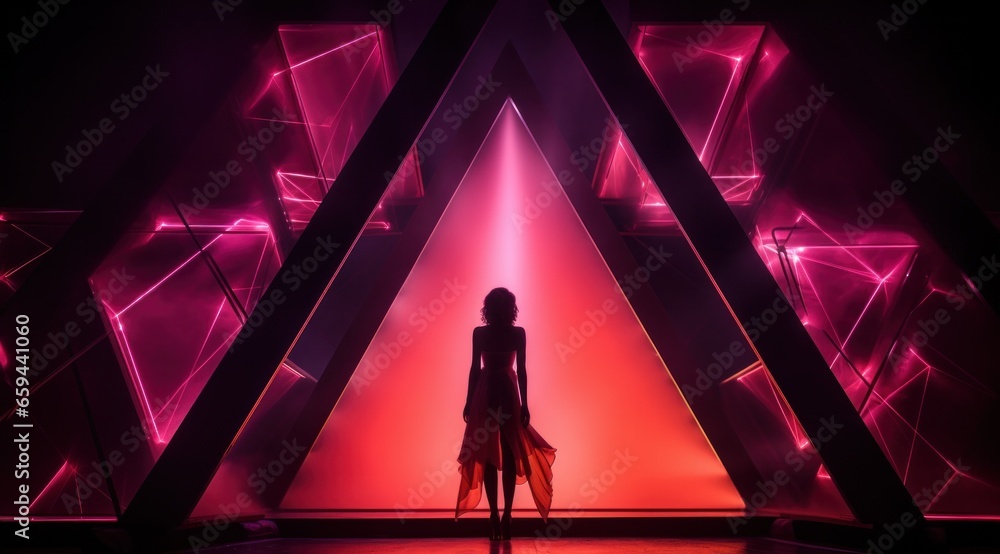 Amidst the dazzling glow of a triangular beacon, a lone figure stands ...