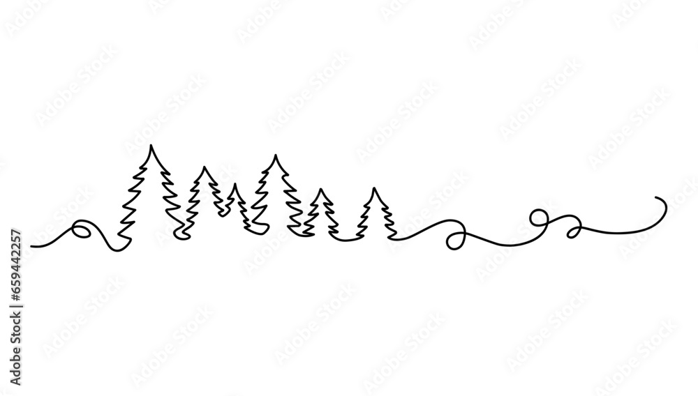 christmas trees line art vector decoration,background, invitation Stock ...