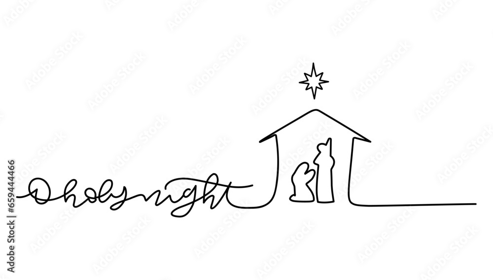o holy night in one line art drawing christmas, background for ...