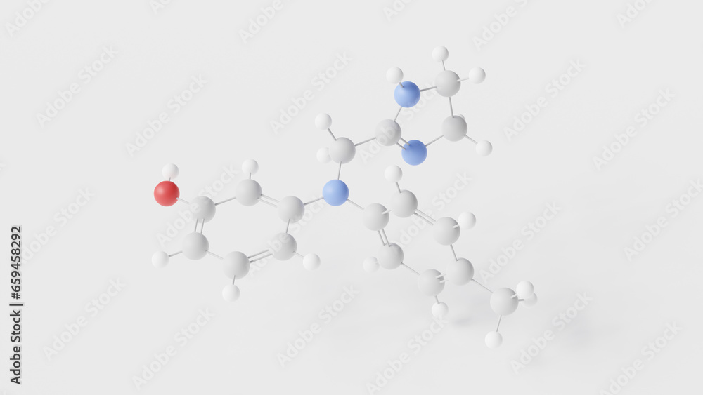 phentolamine molecule 3d, molecular structure, ball and stick model ...