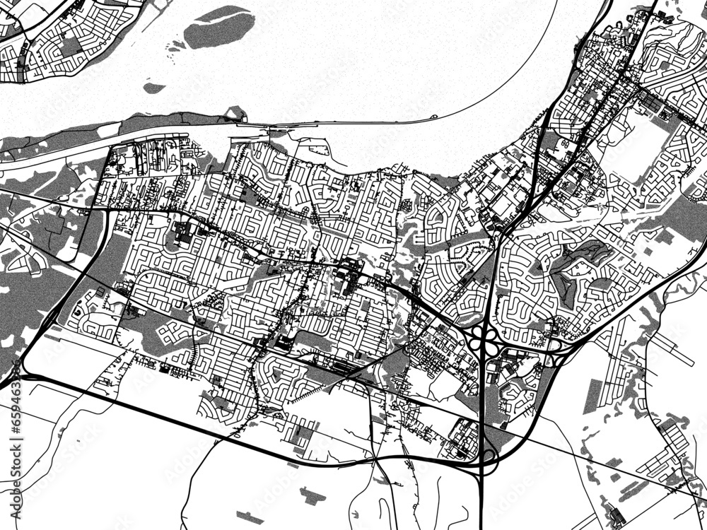 Greyscale vector city map of Candiac - Sainte-Catherine Quebec in ...