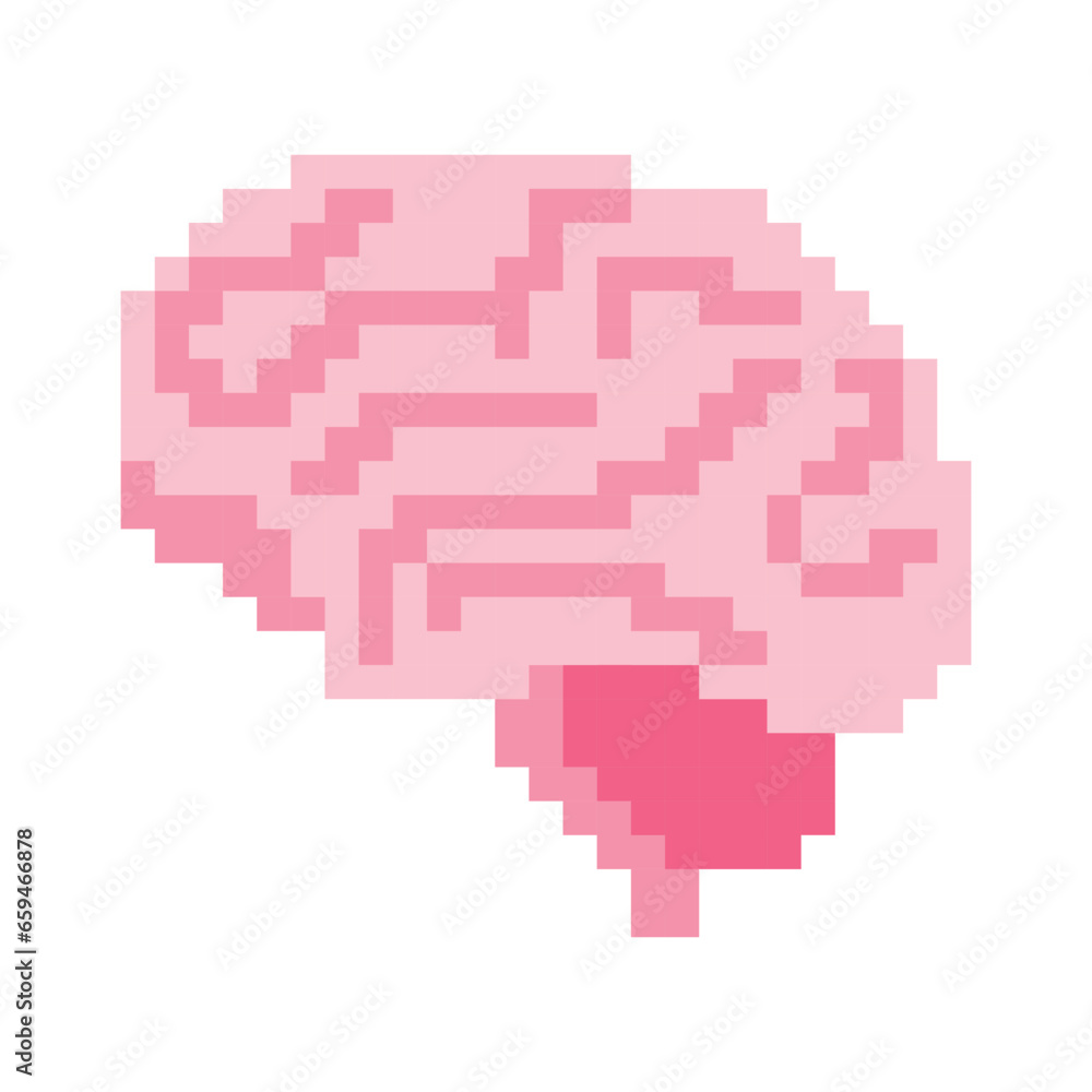 Cute pixel art human brain, isolated vector illustration Stock Vector ...