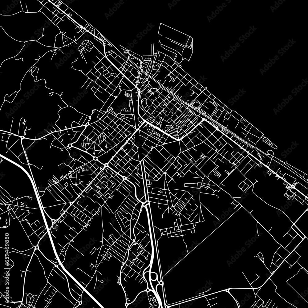 1:1 square aspect ratio vector road map of the city of Fano in Italy ...