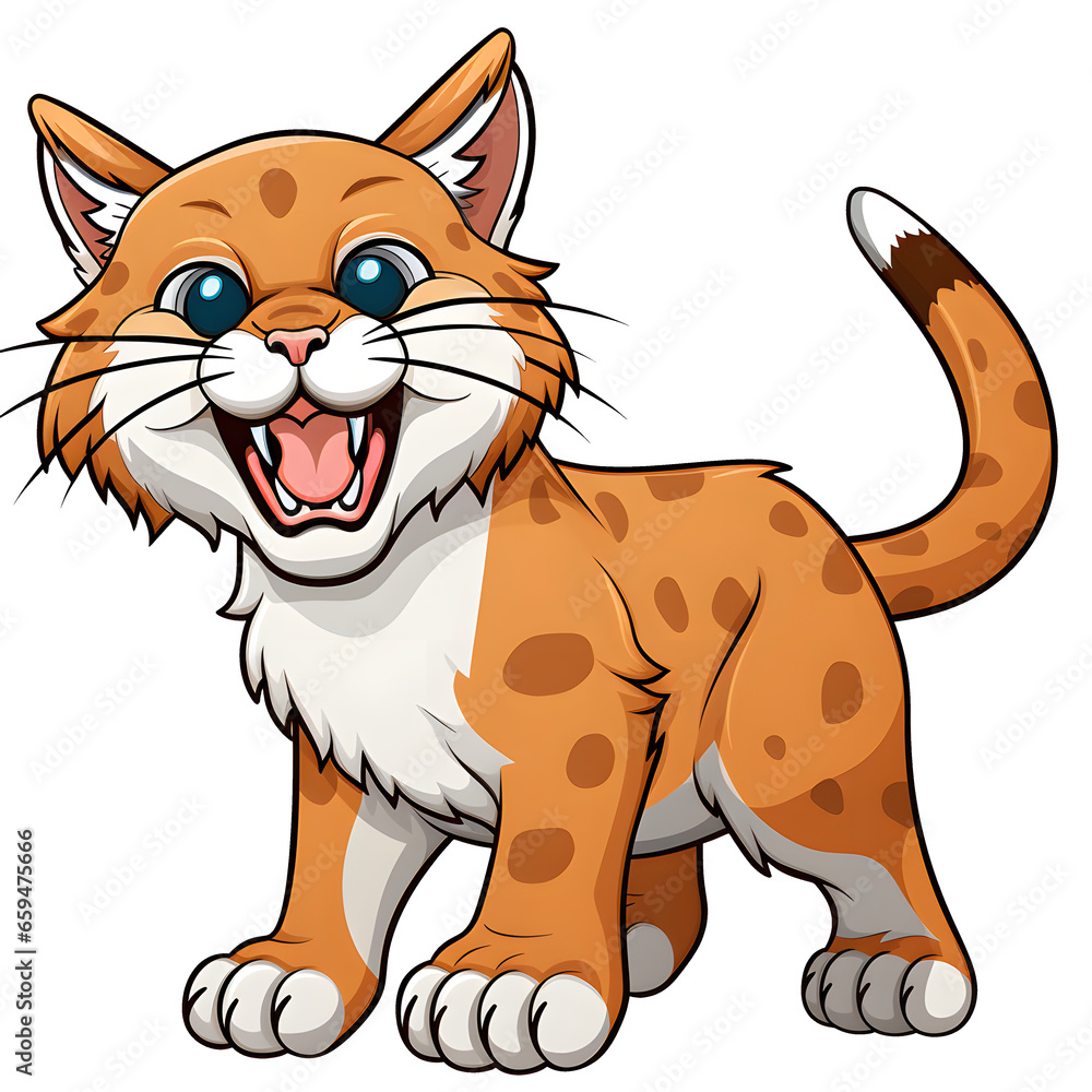 cartoon clipart of Bobcat, animal clipart, bobcat clipart, transparent ...