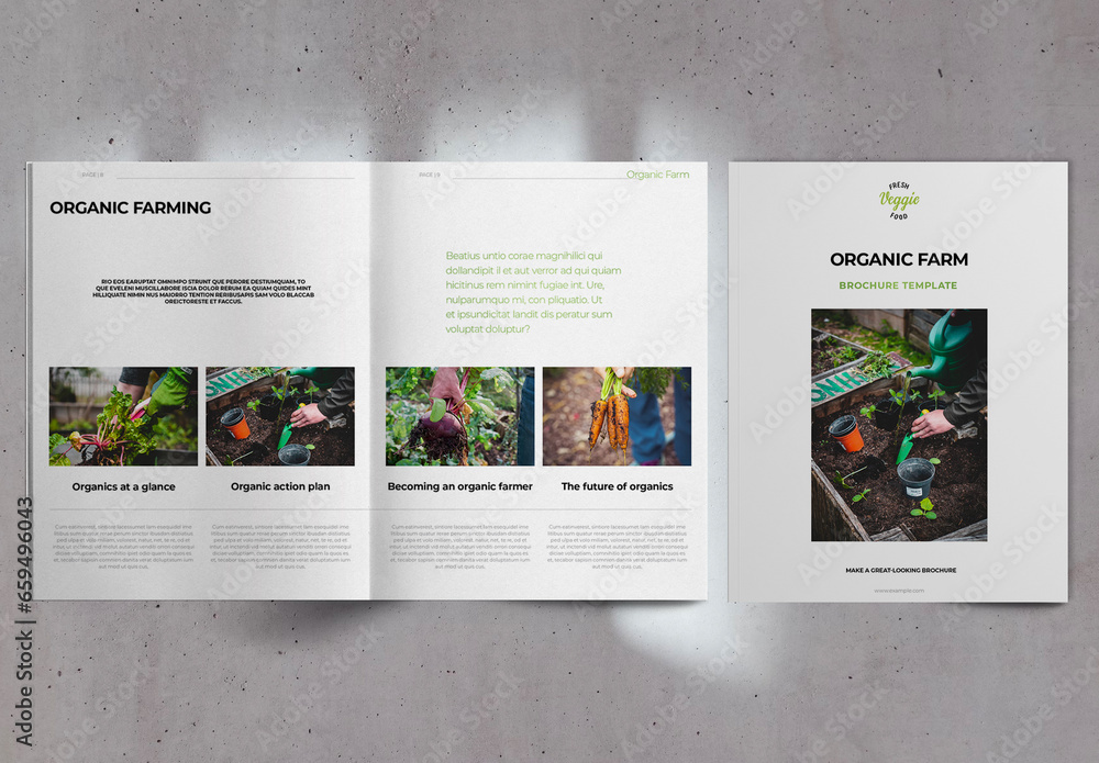 Organic Farm Promo Brochure Layout Stock Template | Adobe Stock