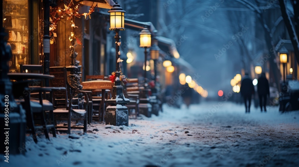 Snowy street in the city Urban winter street scene , Background Image ...