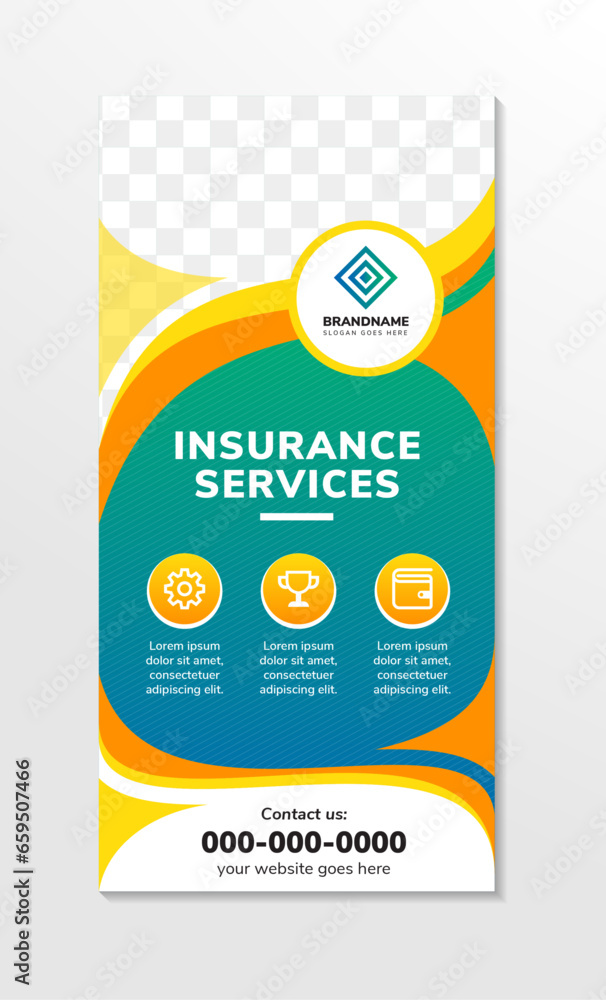 insurance services banner template design with photo and text placement ...