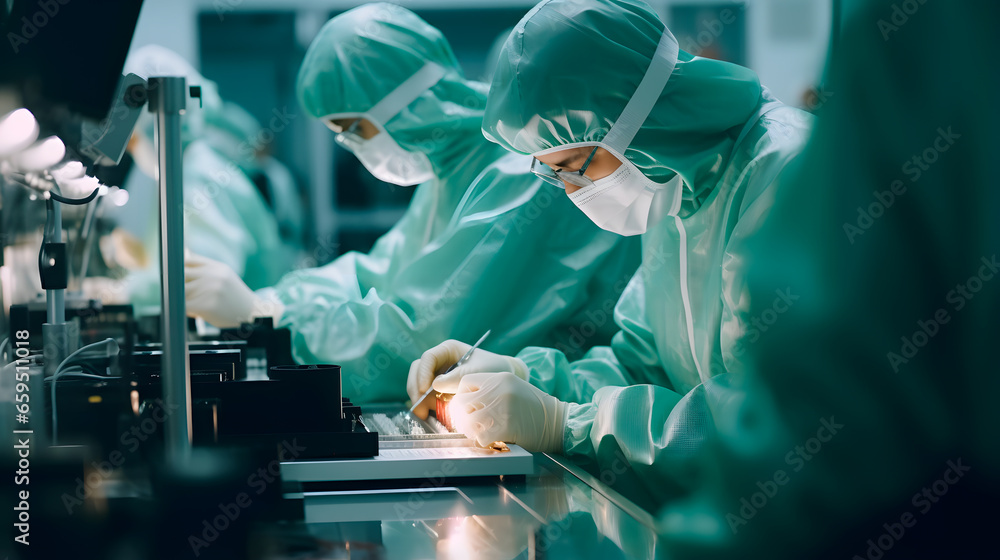 Workers in a Chinese semiconductor factory, asian woman worker ...