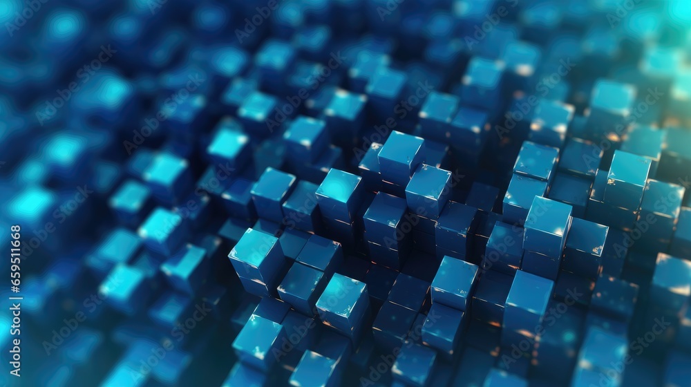 Abstract tech background with interconnected cyber cells, quantum computing network system and ...