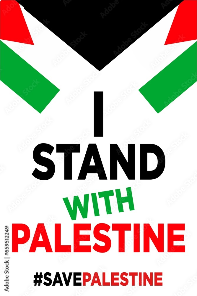 I stand with Palestine vertical banner poster for T shirt design and ...